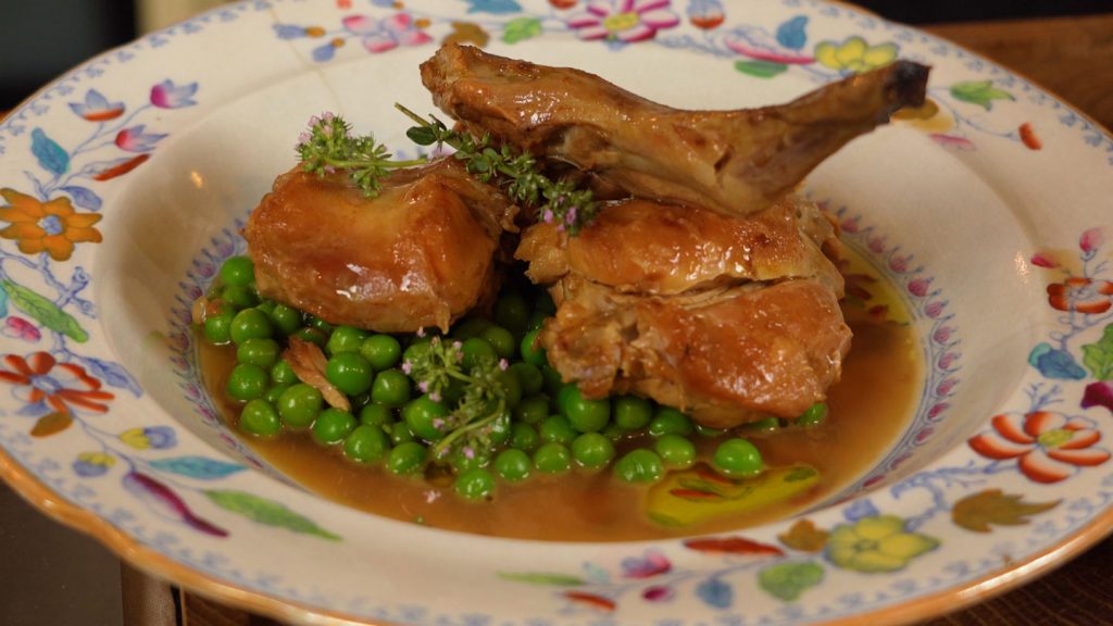 Braised Rabbit, Cider and Peas - Recipe.tv