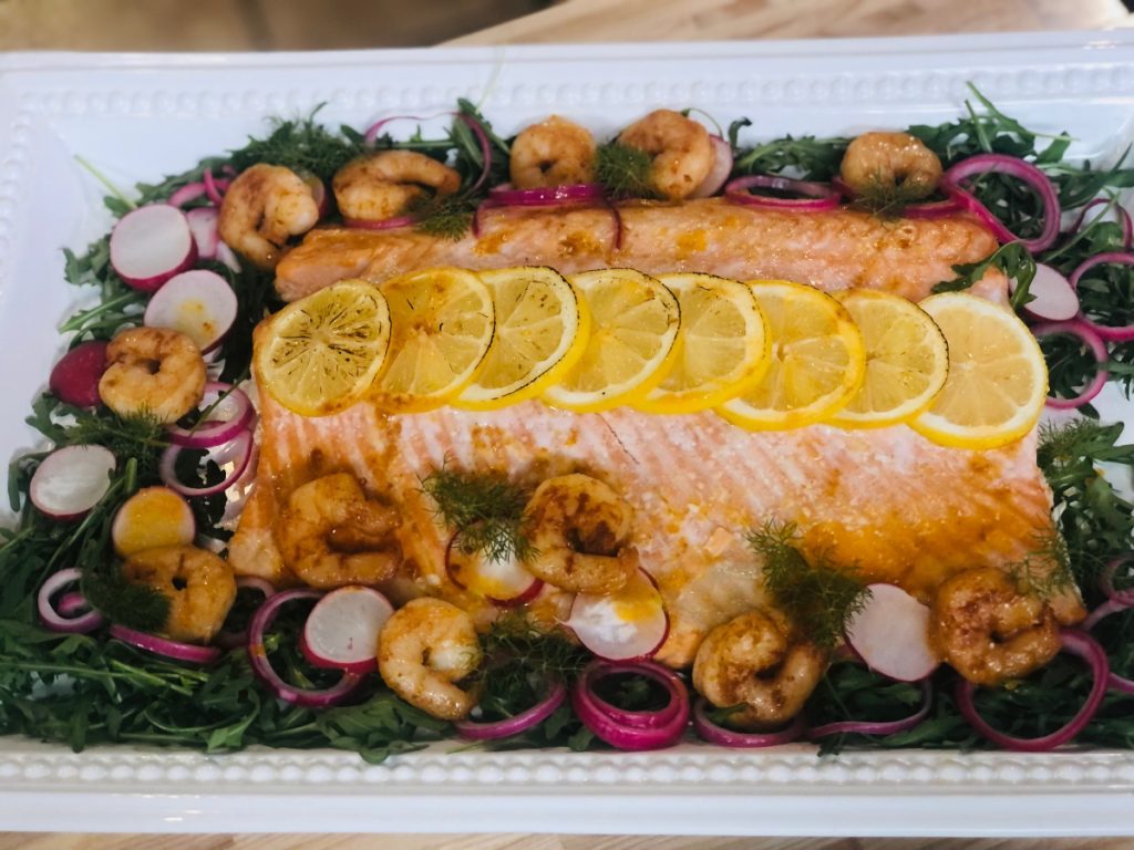 Baked Lemon Salmon with Prawns - Recipe.tv